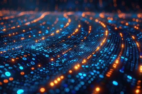 Abstract Digital Background With Blue Binary Code And Light Streaks On Stock Illustration