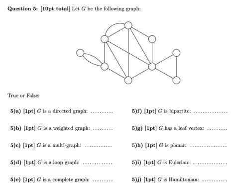 Solved Question 5 10pt Total ﻿let G ﻿be The Following