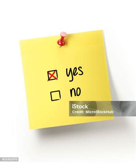 노란색 스티커 메모와 함께 예 아니오 메시지 및 백색에 빨간 압정 0명에 대한 스톡 사진 및 기타 이미지 0명 3차원 형태 개념 Istock