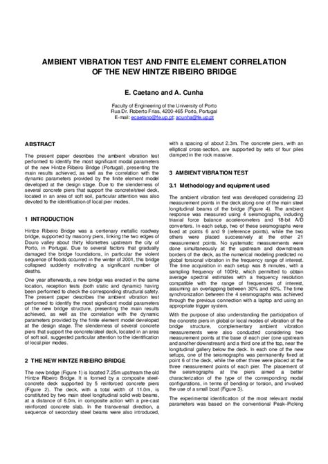 pdf ambient vibration test and finite element correlation of the new