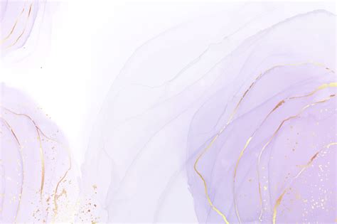 황금 반짝이 스플래시와 모브 액체 수채화 배경 파스텔 바이올렛 대리석 알코올 잉크 그리기 효과 추상적인 세련된 유체 아트 자수정 배경의 벡터 일러스트 보라색에 대한 스톡