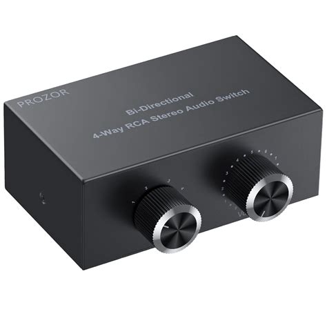 PROZOR 4 Way Bi Directional RCA Audio Switcher With Volume Control No Power Required RCA