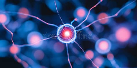 Abstract Neuron Activity With Vibrant Nucleus And Digital Network