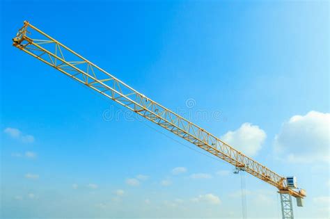 Industrial Construction Crane With Blue Sky Background At Building Site Stock Image Image Of