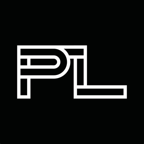 Pl Logo Monogram With Line Style Negative Space Vector Art At