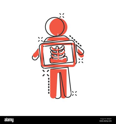 X Ray Icon In Comic Style Radiology Cartoon Vector Illustration On