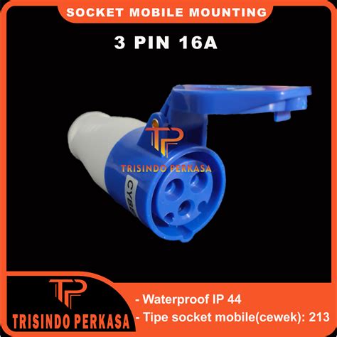 Jual Mobile Mounting Industrial Socket 3p 3 Pin 3pin 16a 213 Ip44 3