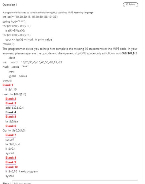 solved question 1 10 points a programmer is asked to