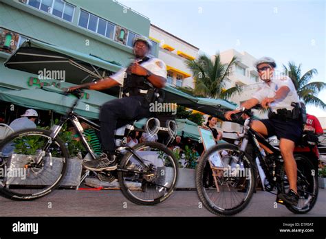 Miami Beach Floridaocean Drivepolicepolicemanbicyclebicycling