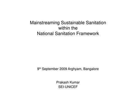 Ppt Mainstreaming Sustainable Sanitation Within The National Sanitation Framework Powerpoint
