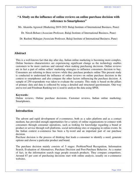 PDF A Study On The Influence Of Online Reviews On Online Purchase Decision With Reference To