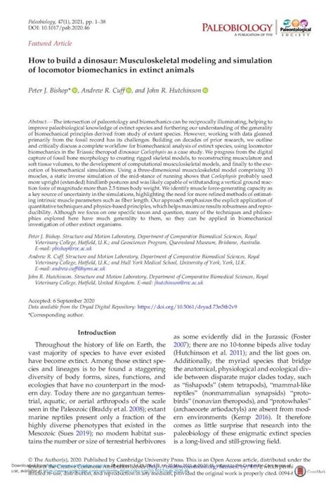 Pdf Howtobuildadinosaurmusculoskeletalmodelingandsimulation Of · Article