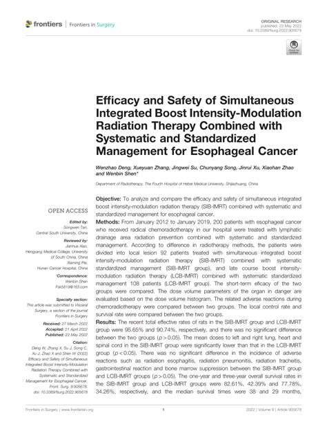 PDF Efficacy And Safety Of Simultaneous Integrated Boost Intensity Modulation Radiation