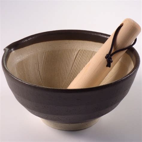 Large Japanese Suribachi Pestle And Mortar Black