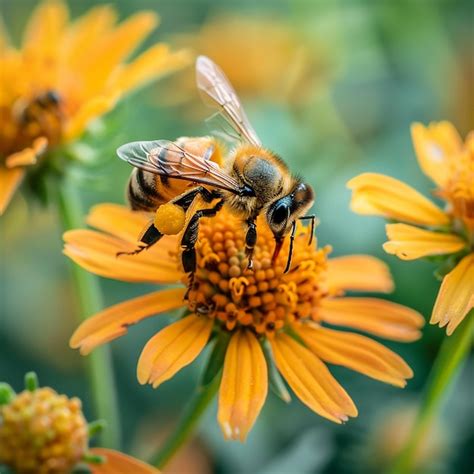 Premium Photo Tiny Insect World Bee Pollinating