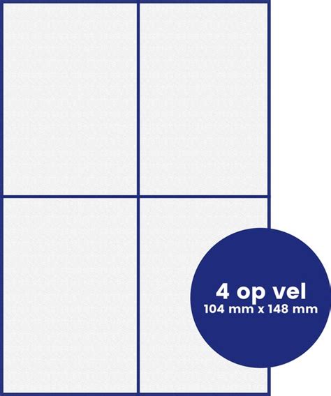 A4 Zelfklevende Stickervellen Print Etiketten 4 Per Vel 104 Mm X