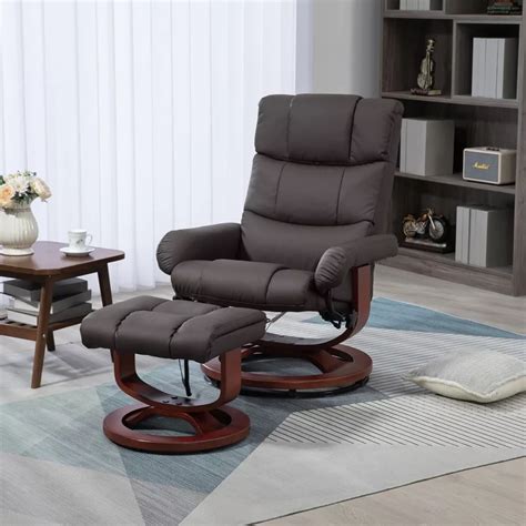 Homcom Massage Recliner Chair With Ottoman Swivel Recliner And