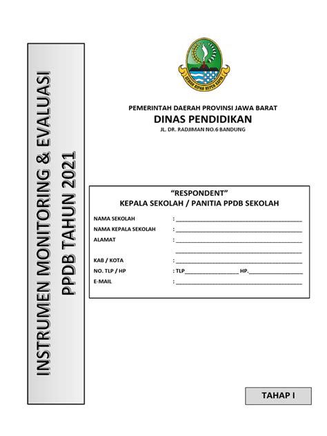 Format Monitoring Dan Evaluasi Ppdb Tahap I 2021 Pdf