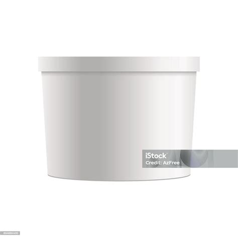 디저트를 위해 플라스틱 욕조의 빈 요구르트 아이스크림 벡터입니다 3차원 형태에 대한 스톡 벡터 아트 및 기타 이미지 3차원 형태 공란 귀여운 Istock