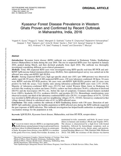 Pdf Kyasanur Forest Disease Prevalence In Western Ghats Proven And