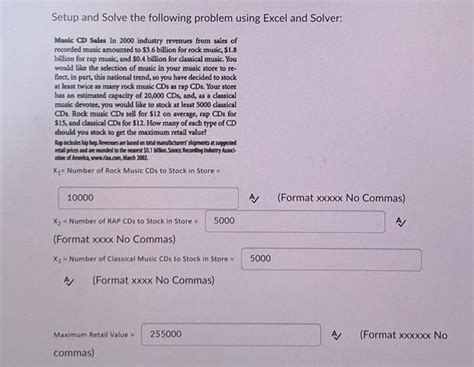 Solved Setup And Solve The Following Problem Using Excel And Chegg
