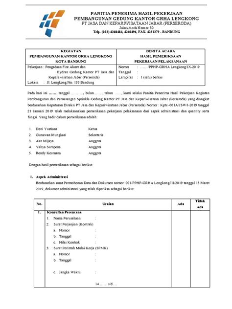 Laporan Hasil Pemeriksaan Sistem Pemadam Kebakaran Dan Hydrant Gedung