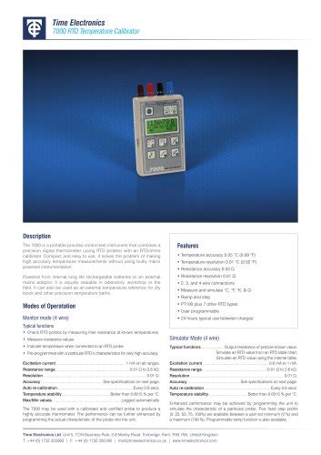 7000 Rtd Temperature Calibrator Data Sheet Time Electronics Pdf
