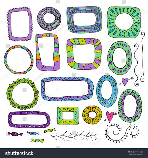 Hand Drawn Colored Line Frame Illustration Stock Vector Royalty Free