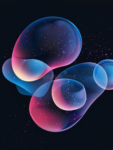 Holographic Blob Shapes Inspired By Biology Objects Flying On Black Background Smartphone
