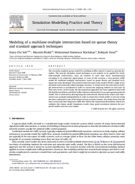 Pdf Modeling Of A Multilane Multiple Intersection Based On Queue Theory And Standard Approach