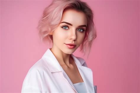 Premium Ai Image Portrait Of Young Doctor Woman Over Isolated Pink