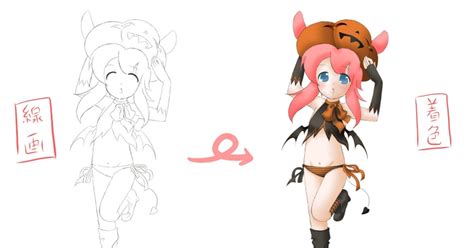 線画と完成をならべてみよう 並べてみたり ゆにかのイラスト Pixiv