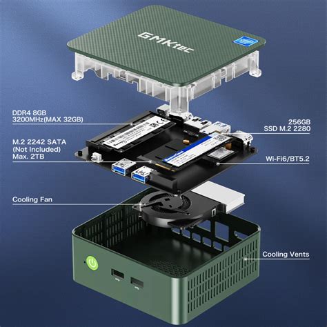GMKtec G Mini PC Intel Alder Lake N Windows Pro Mini PC GB DDR GB PCIe M