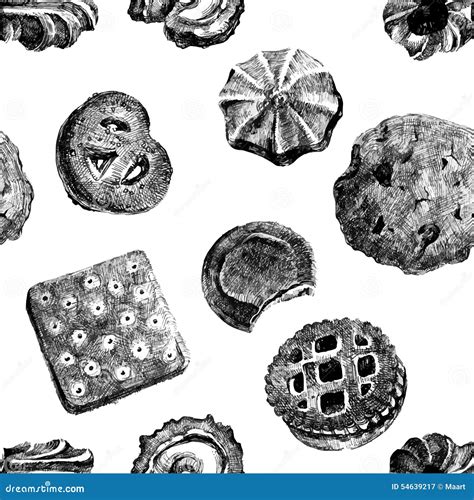 Hand Drawn Cookie Seamless Stock Vector Illustration Of Homemade 54639217