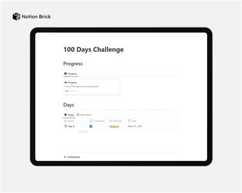 Notion 100 Days Challenge Template