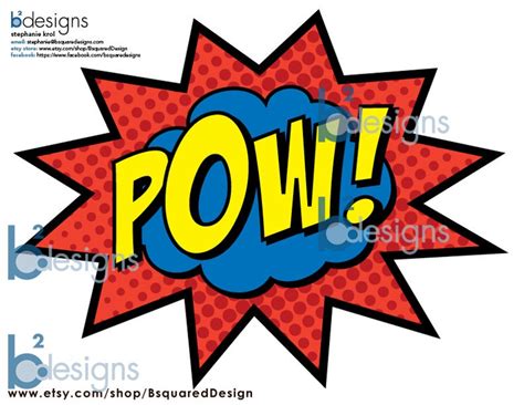Superhero Party Signs Boom Pow Zap Bam Pop 85 X 11 Etsy