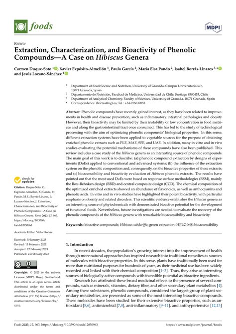 Pdf Extraction Characterization And Bioactivity Of Phenolic