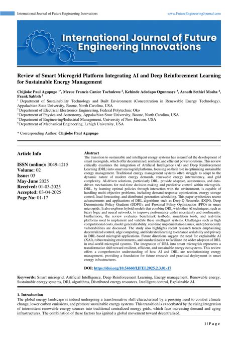 Pdf Review Of Smart Microgrid Platform Integrating Ai And Deep Reinforcement Learning For