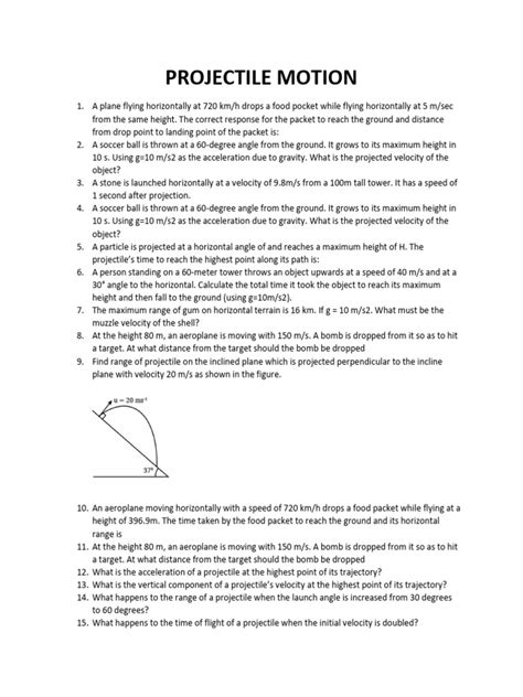 Projectile Motion Questions Pdf