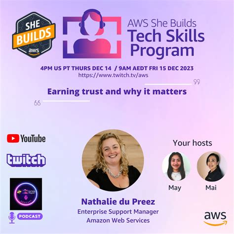 nathalie du preez on linkedin aws awsshebuilds techskills twitch
