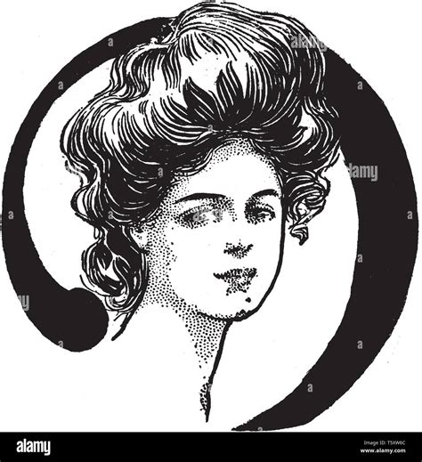 A Face Of A Young Woman In This Picture Vintage Line Drawing Or