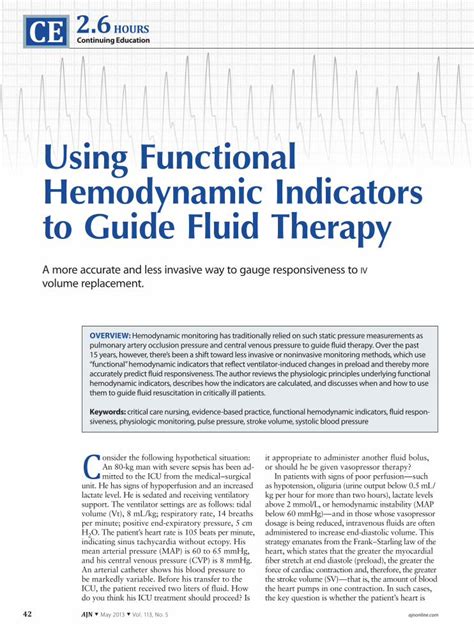 Pdf Using Functional Hemodynamic Indicators To Guide Fluid Therapy