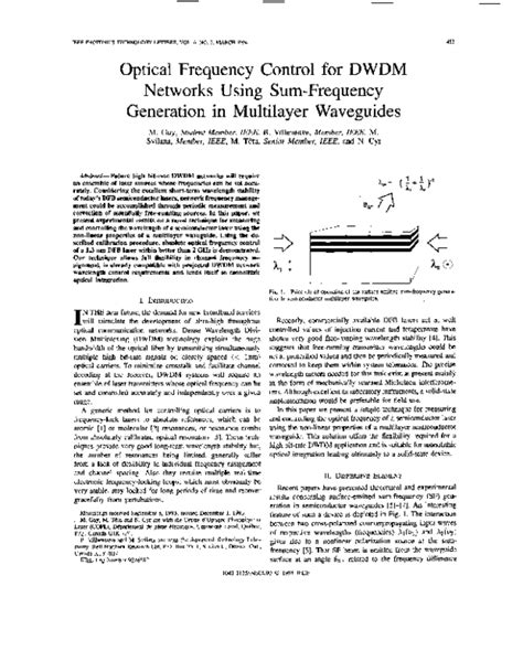 Pdf Optical Frequency Control For Dwdm Networks Using Sum Frequency Generation In Multilayer