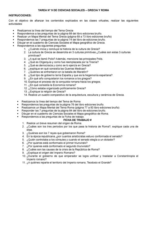 Tarea Nº 9 Grecia Y Roma Tarea N° 9 De Ciencias Sociales Grecia Y
