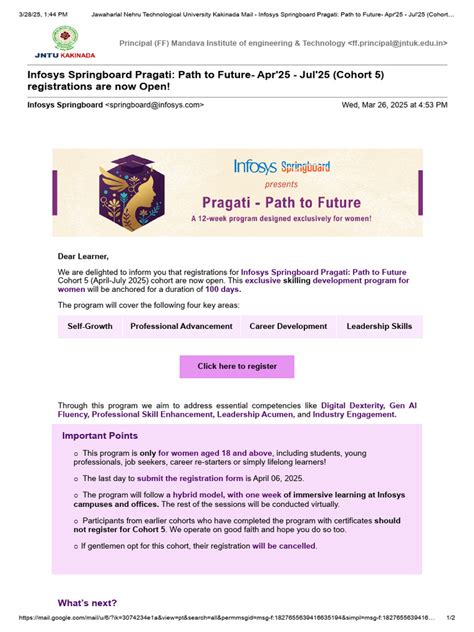 Infosys Springboard Pragati Path To Future Apr25 Jul25 Cohort
