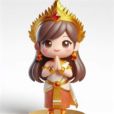 Premium Photo Cute Apsara For Khmer New Year On The White Background Illustration