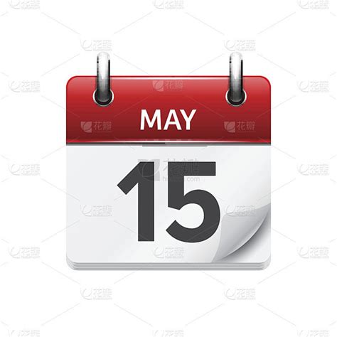 5月15日矢量平面日日历图标日期和时间
