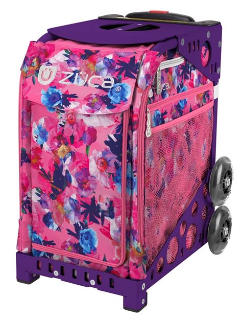 Zuca 18 Sport Bag Romantic Botanic With Flashing Wheels Purple