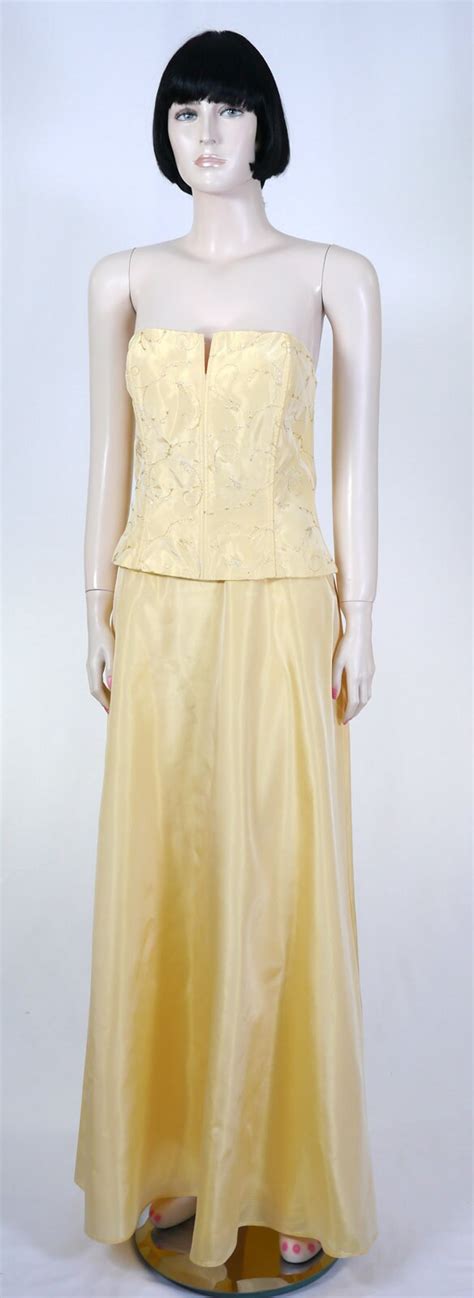 Vintage S Jessica Mcclintock Strapless Gown Yellow Gown Formal Special Event Dress Gunne Sax