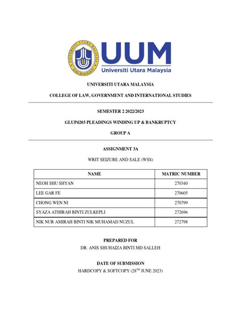 Latest Assignment 3a Lee And Partners Writ Seizure And Sale Wss